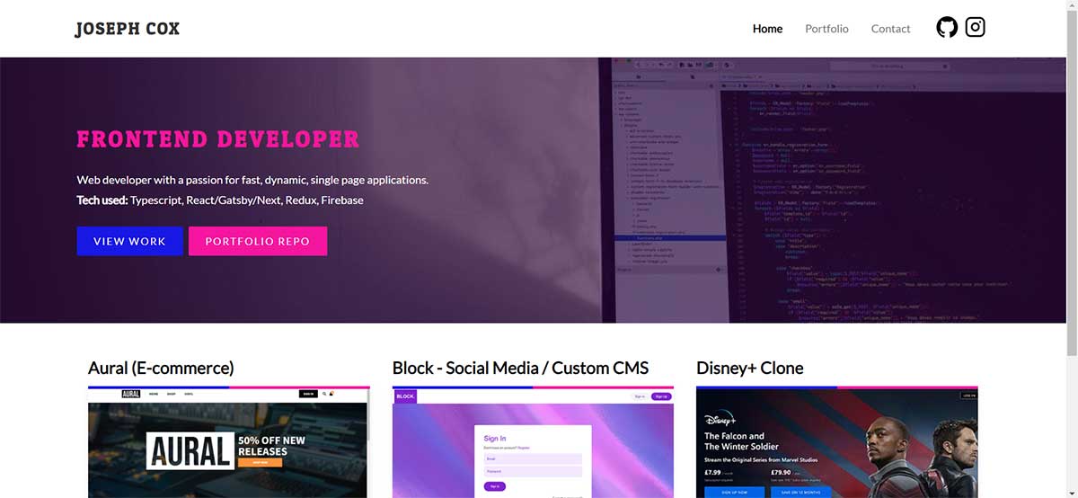 Joseph Cox - Frontend Developer | Typescript, React, Redux, Firebase