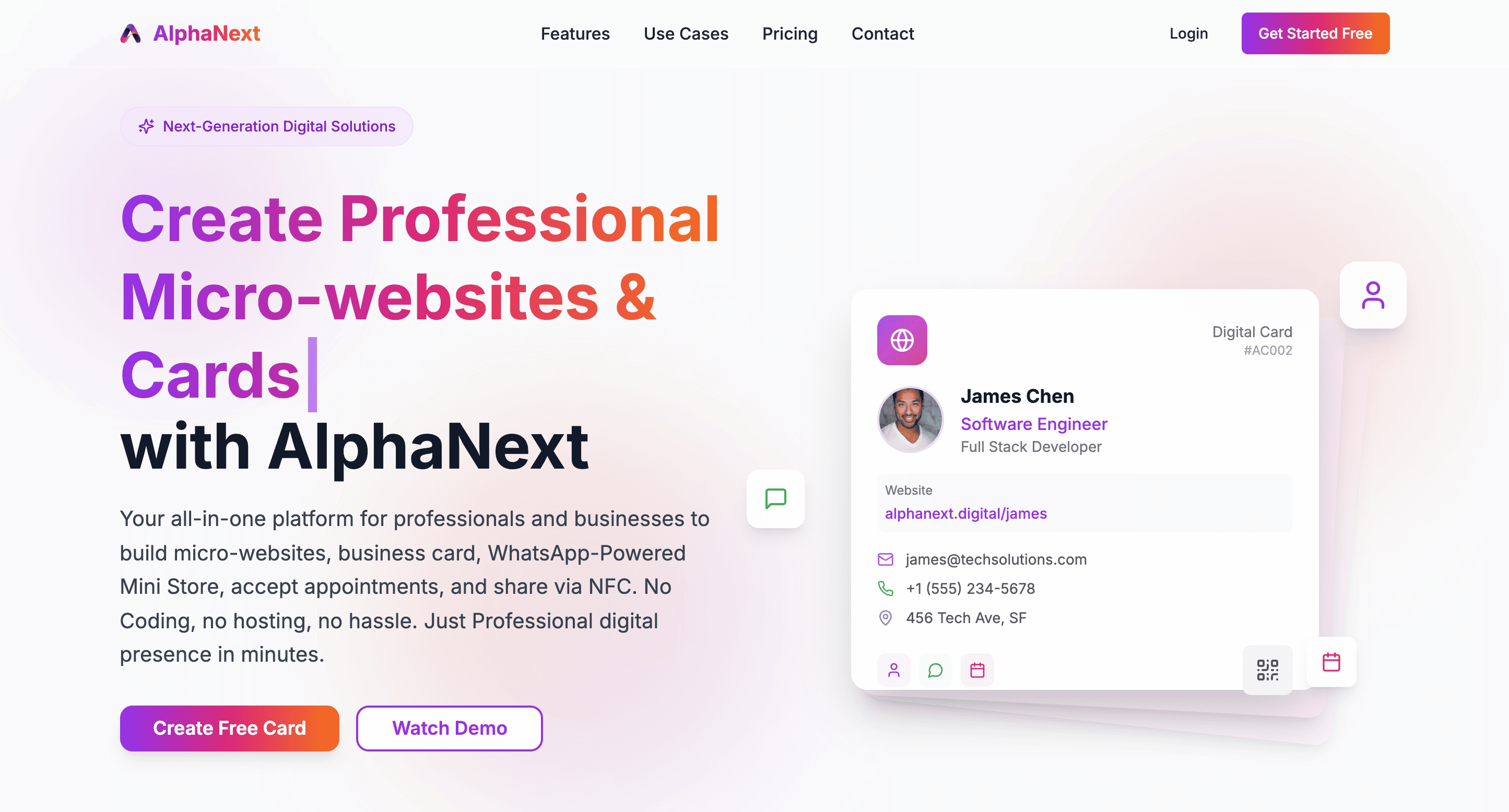 AlphaNext - Create Smart Micro-Websites with Digital Business Cards and ...