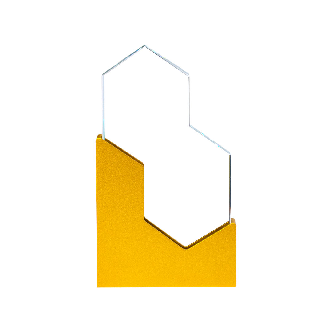 Metal and Glass Trophy - Hexagon Shape for Corporate Gifts in Dubai