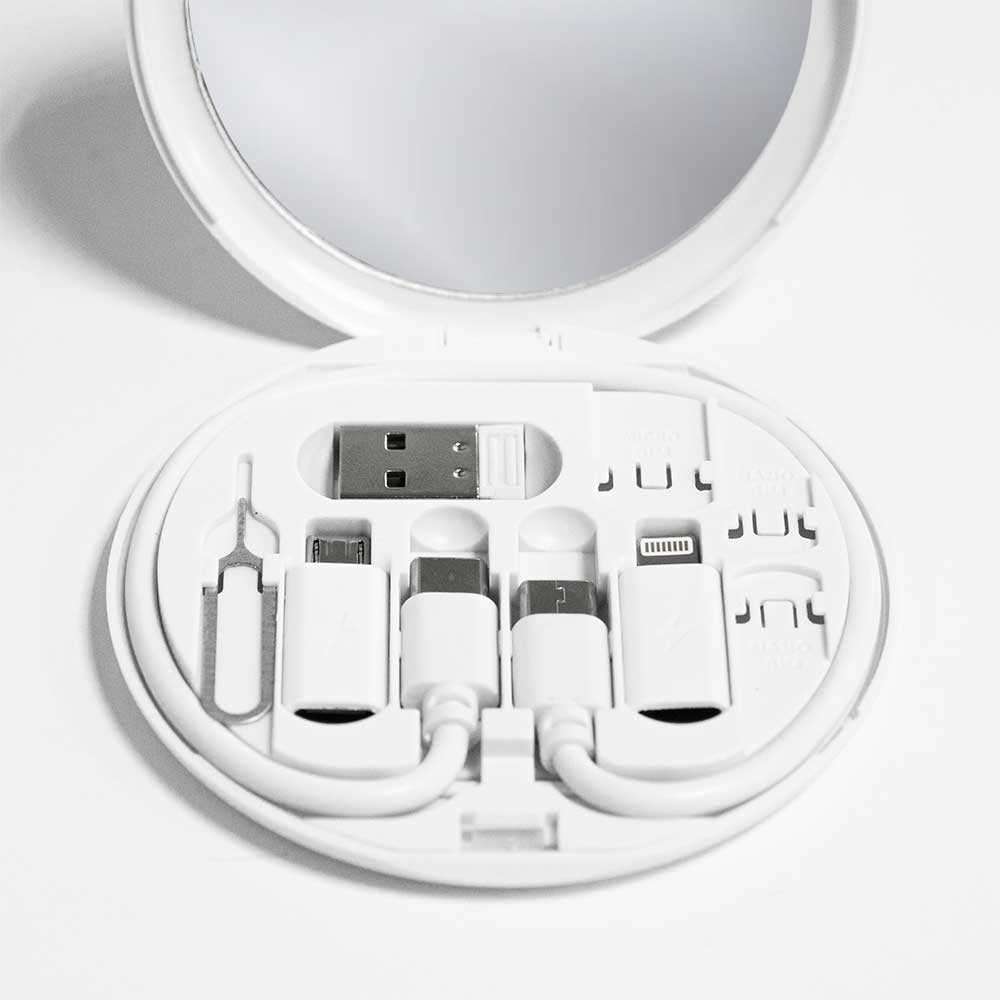 Charging Cable Set with Mirror (White) | Corporate Gifts Dubai