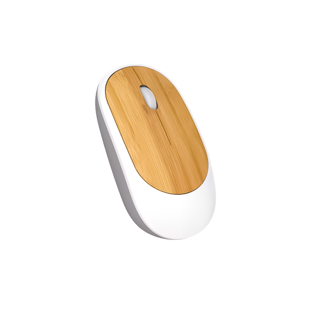 Bamboo Wireless Mouse White – Eco-Friendly Promotional Tech Gift in Dubai