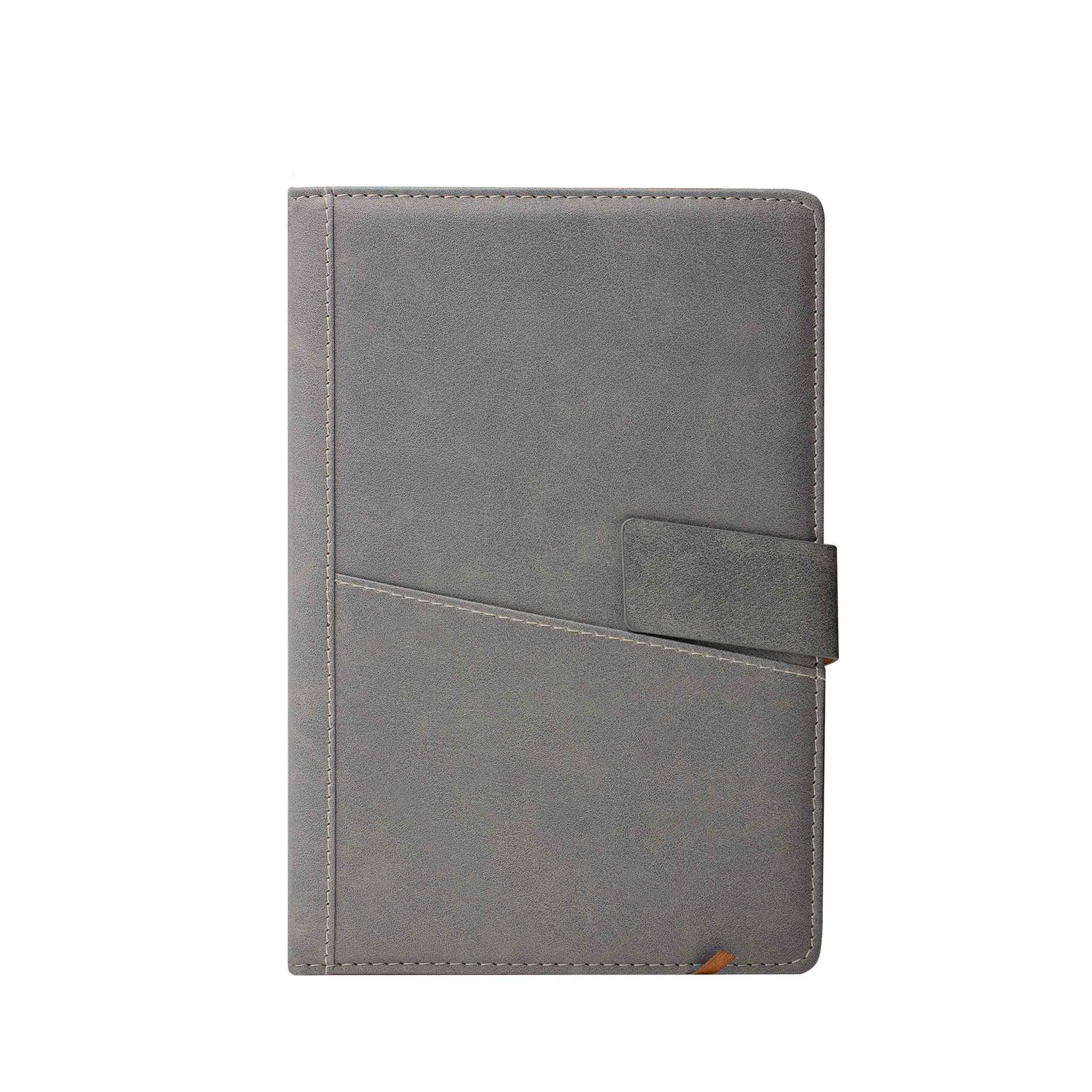 Gray Leather Notebook with Pocket | Corporate Gifts Dubai