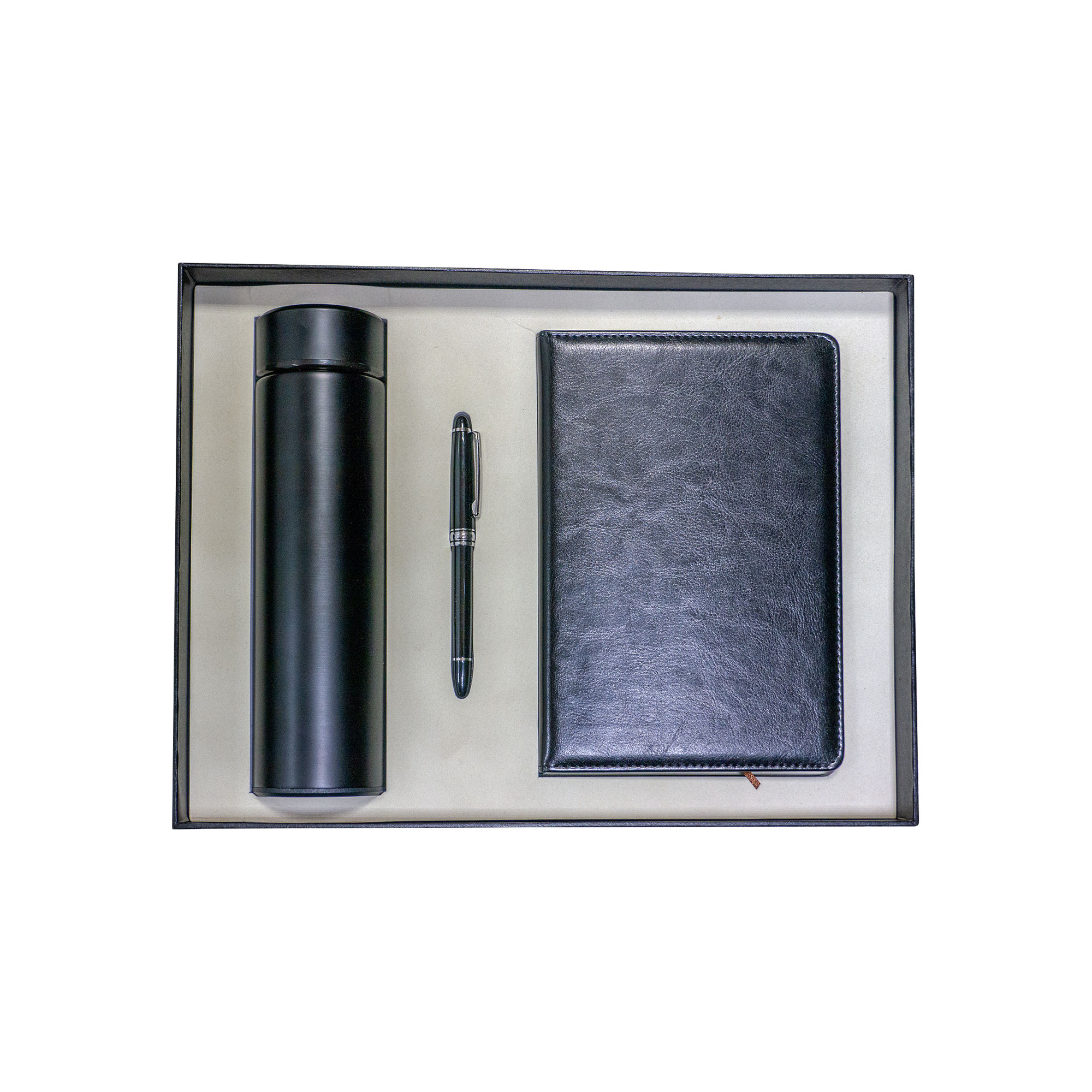 Black Gift Set | Pen, Notebook & Flask | Premium Corporate Gift