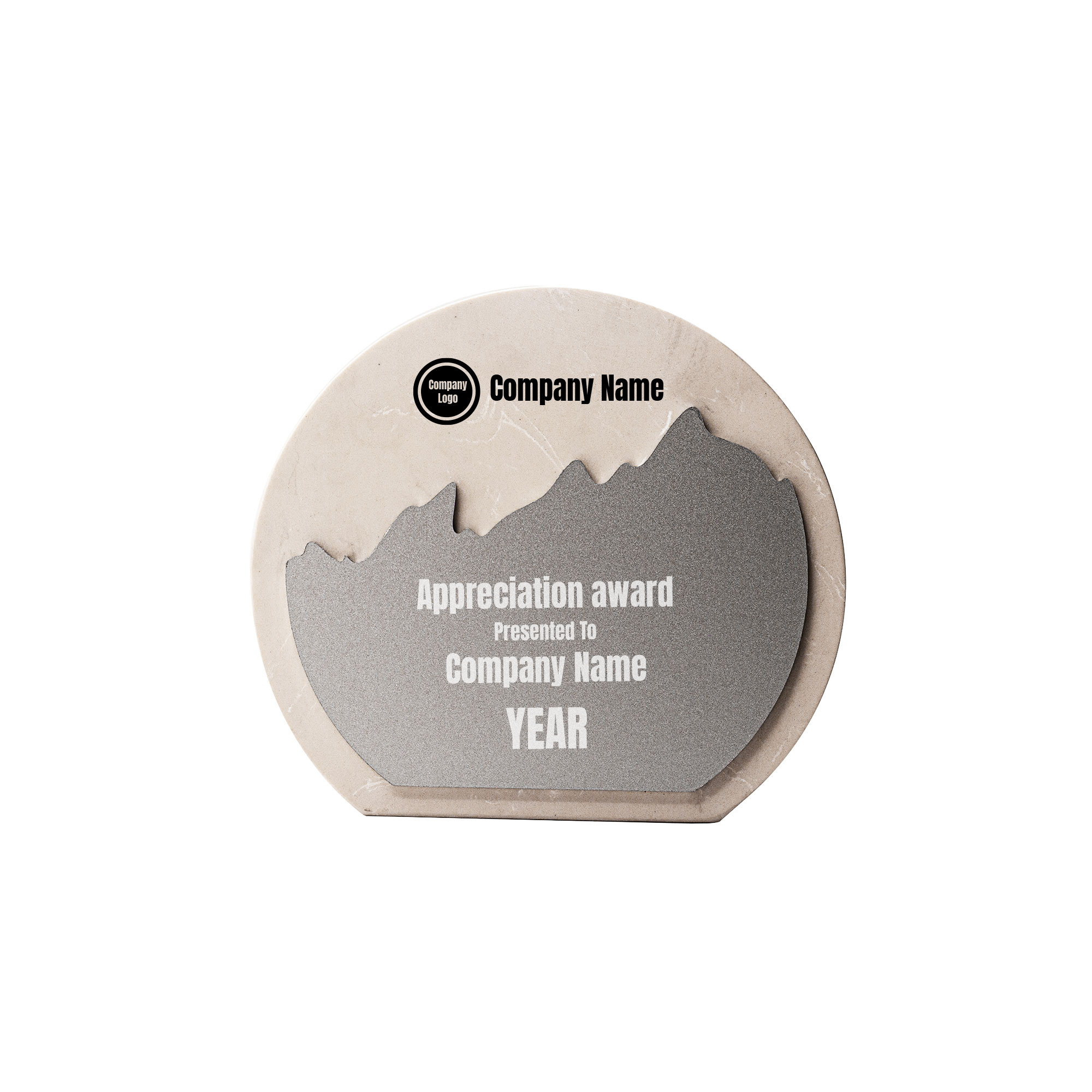White Stone Award Plaque with Silver Plate – Elegant Recognition