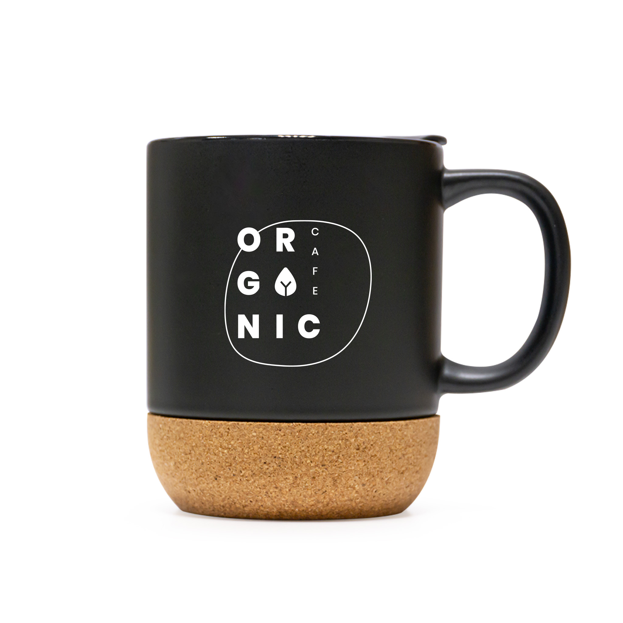 Black Ceramic Mug with Lid & Cork Base | Corporate Gifts Dubai