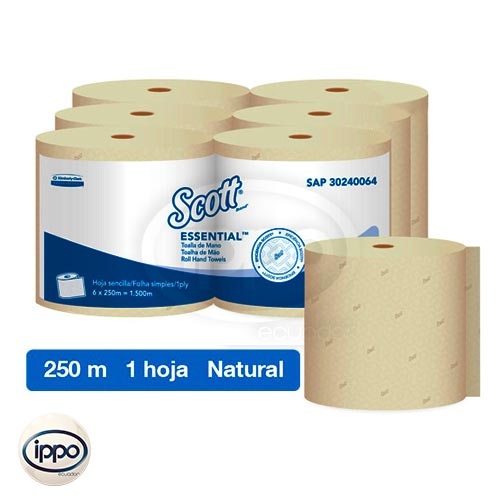 PAPEL TOALLA ROLLO DE 250 MTS CAFE SCOTT