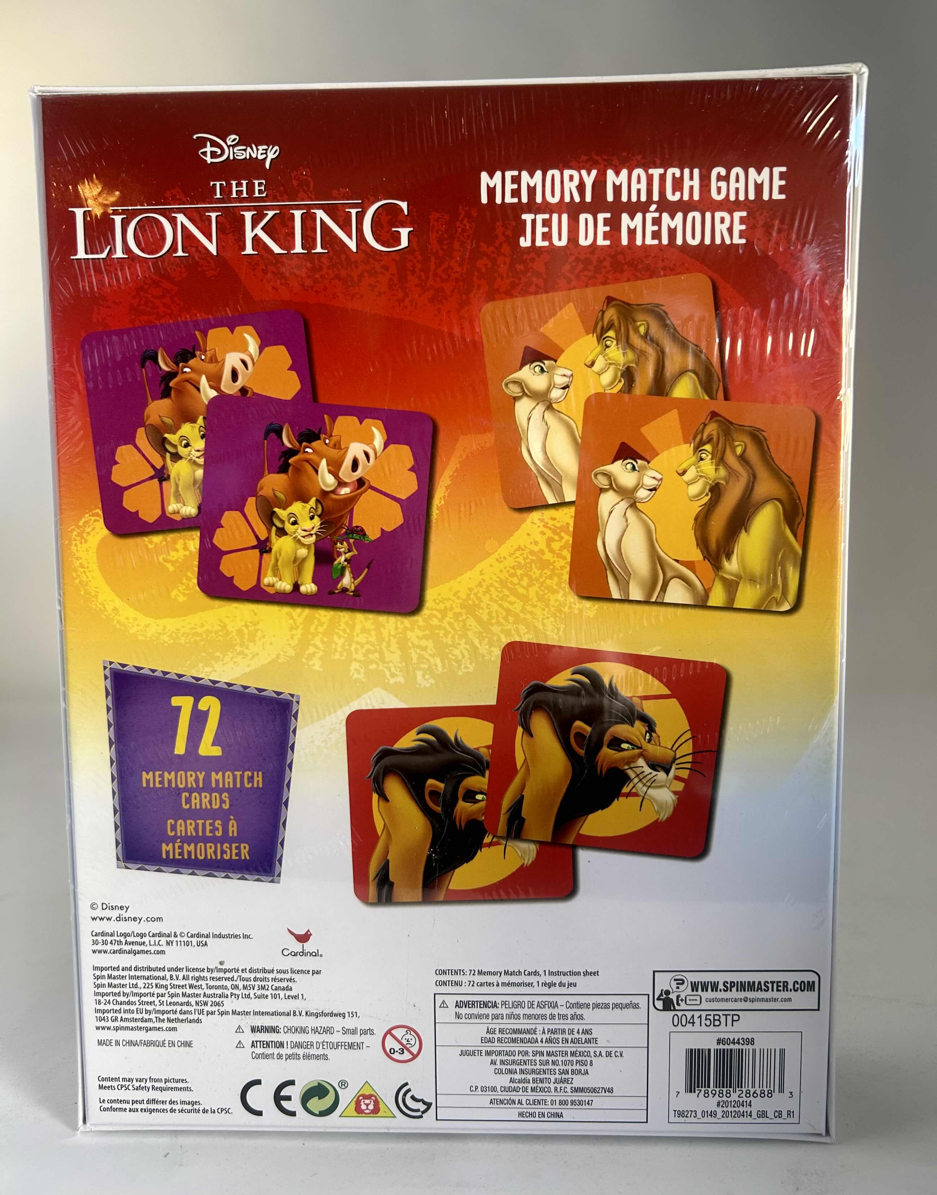 BRAND NEW SET OF 5 DISNEY THE LION KING MEMORY MATCH GAME WITH 72 ...