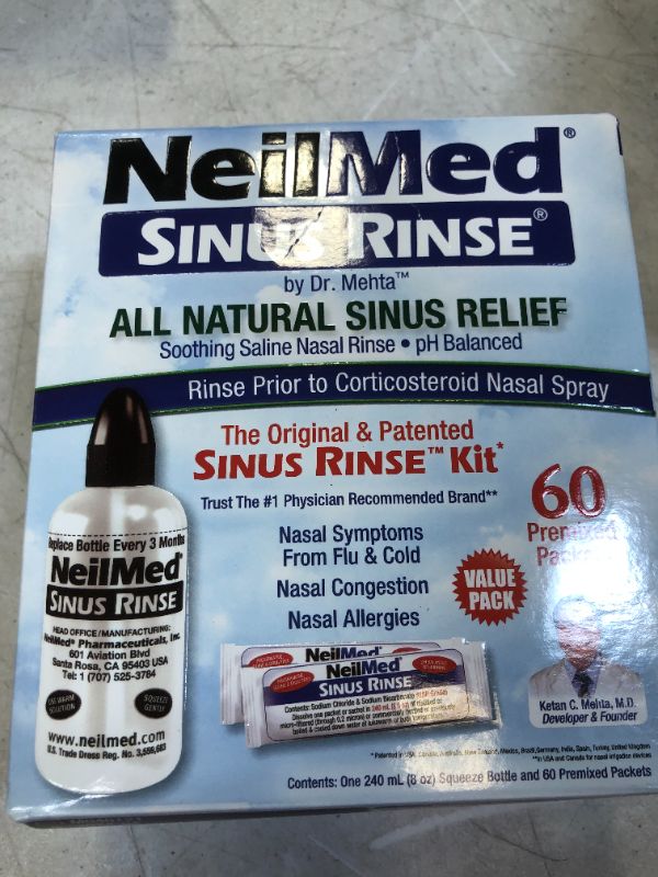 NeilMed Sinus Rinse - A Complete Sinus Nasal Rinse Kit With 60 Premixed ...
