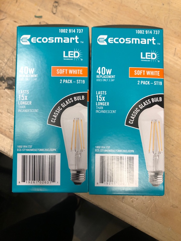 EcoSmart 40-Watt Equivalent ST19 Dimmable Clear Glass Filament Vintage ... EcoSmart 40-Watt Equivalent ST19 Dimmable Clear Glass Filament Vintage ...