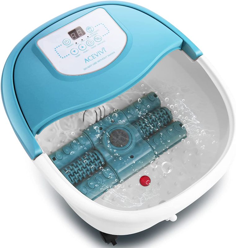 Foot Spa with Heat and Massage and Bubble Jets with Motorized Rollers ...