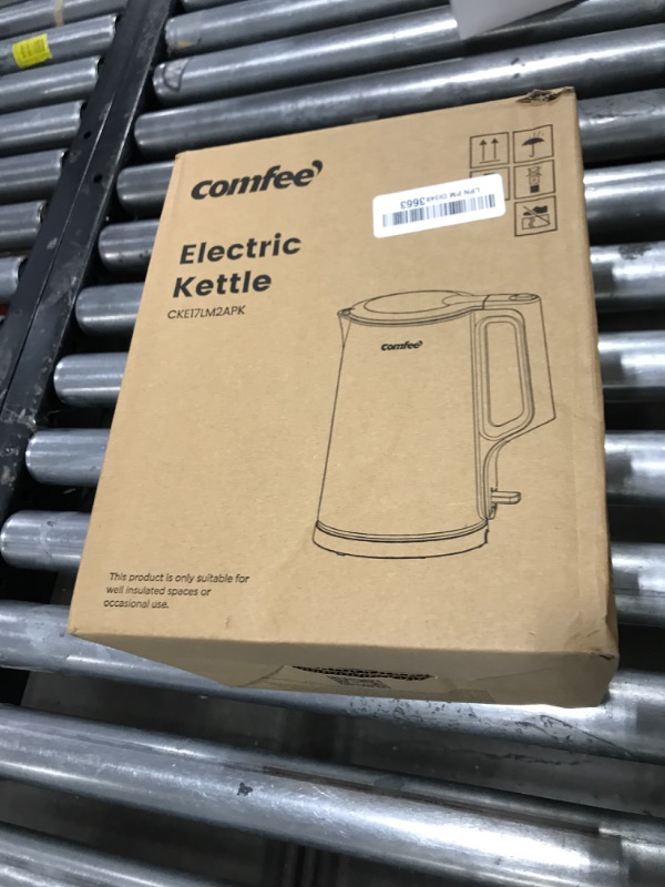 COMFEE' 1.7L Double Wall Electric Tea Kettle and Kettle Water Boiler, 100% Stainless Steel ...