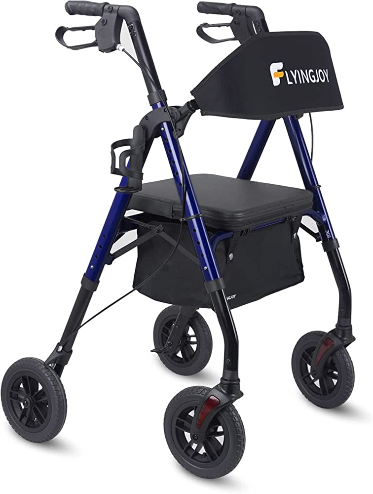 Folding Rollator Walker with Seat and Extra Wide Backrest, Rollators ...