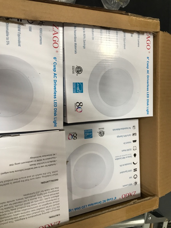 ZAGO 20 Packs 6 Inch LED Disk Light Surface Mount Low Profile Recessed ...