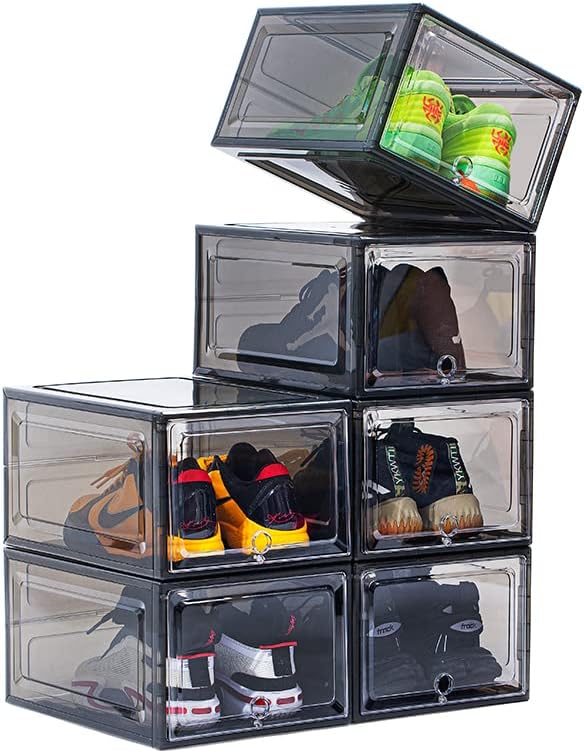 angry bee Drop Front Shoe Box,Set of 6,Stackable Plastic Shoe Box with ...