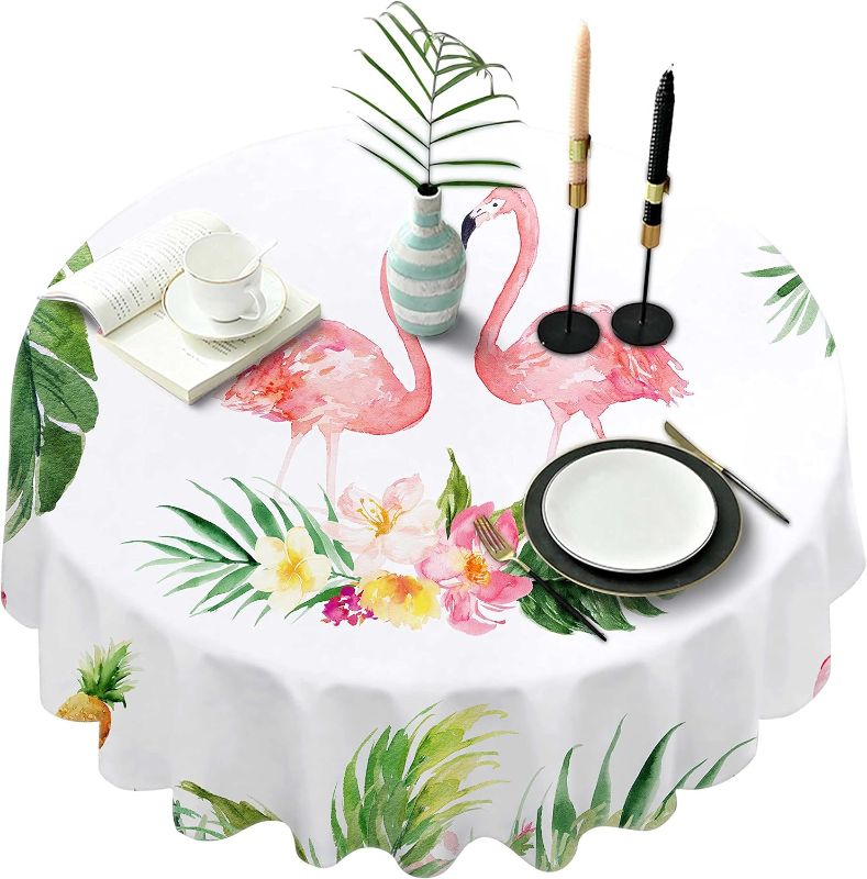 Mloabuc Spring Flamingo Tablecloth Round 60x60 inch Table Cloth Cute ...