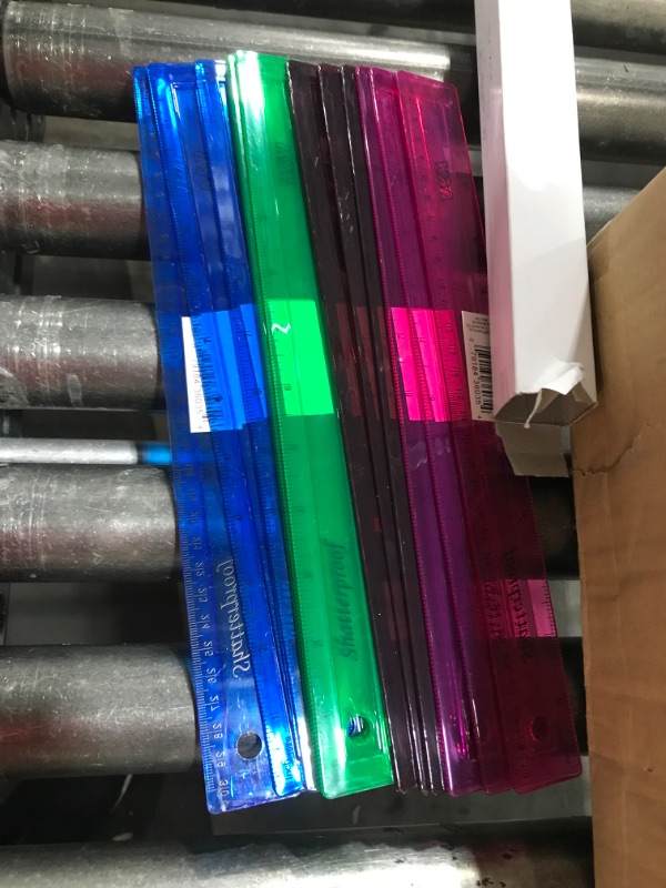 A&W 36012.UPC.P 12" Transparent Plastic Ruler Assorted Colors--- 12 ...