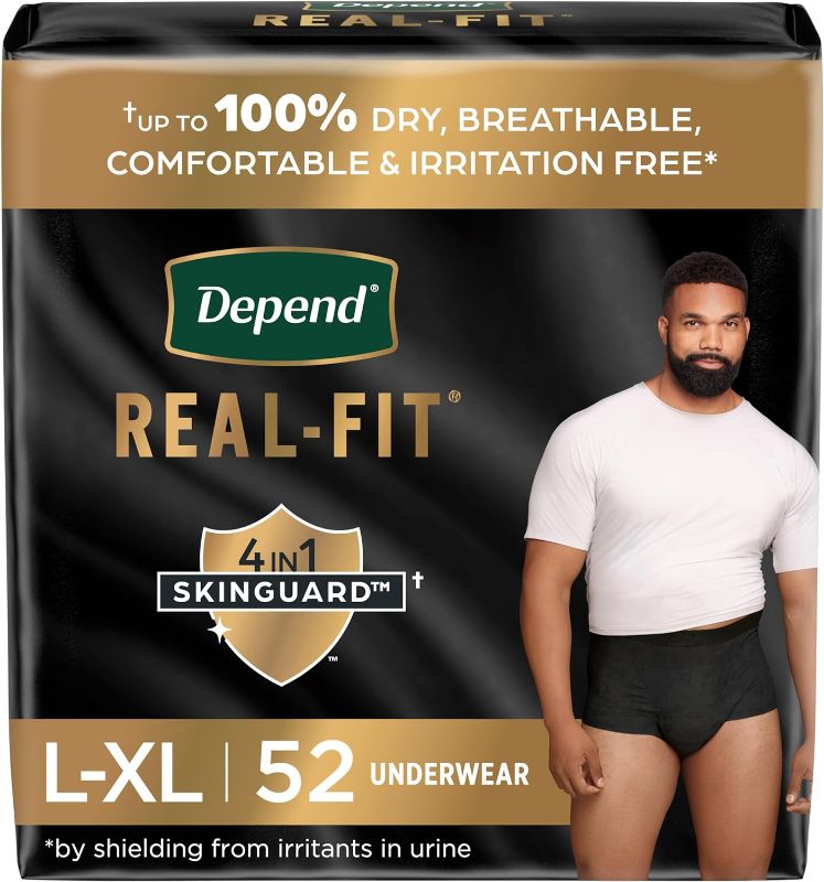 Depend Real Fit Incontinence Underwear for Men, Disposable, Maximum ...