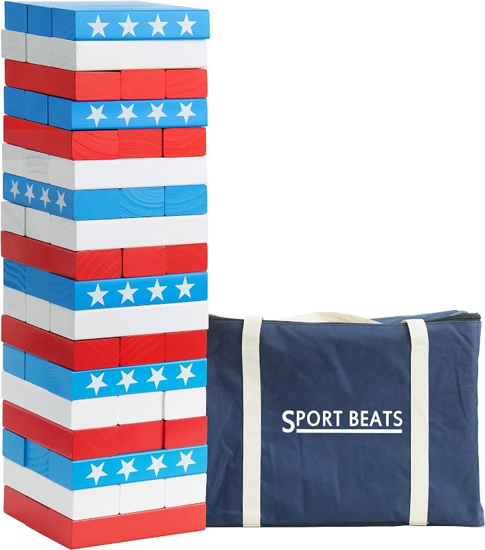 SPORT BEATS Flag Large Tower Game Outdoor Games 54 Blocks Stacking Game ...