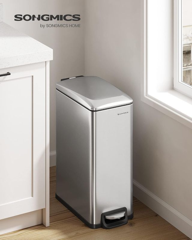 SONGMICS Slim Trash Can, 12.7 Gallon Garbage Can for Narrow Spaces with ... SONGMICS Slim Trash Can, 12.7 Gallon Garbage Can for Narrow Spaces with ...