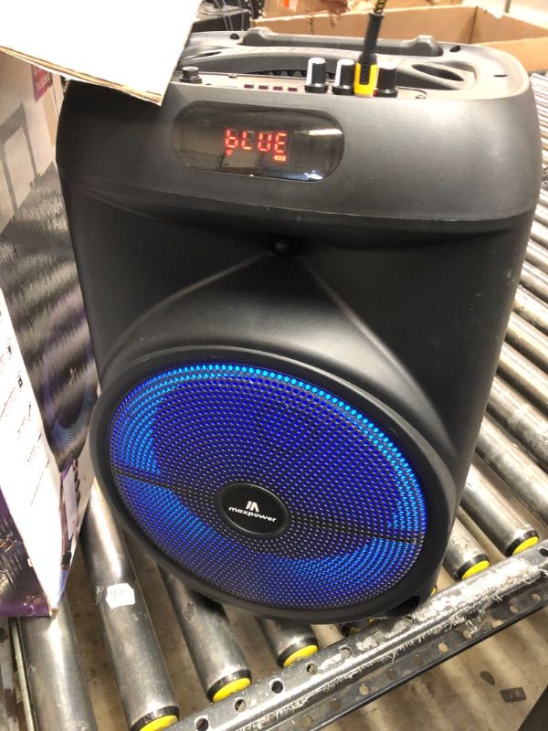Max Power Rumble 12" Woofer Bluetooth Trolley Speaker with Stand for ...