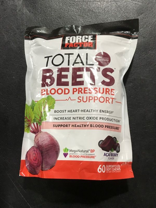 Force Factor Total Beets Blood Pressure Support Supplements with Beet Powder, Great-Tasting ...