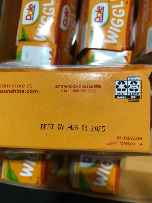 6 PACK Dole Wiggles No Sugar Added Orange Fruit Juice Gels Snacks, 4 ...