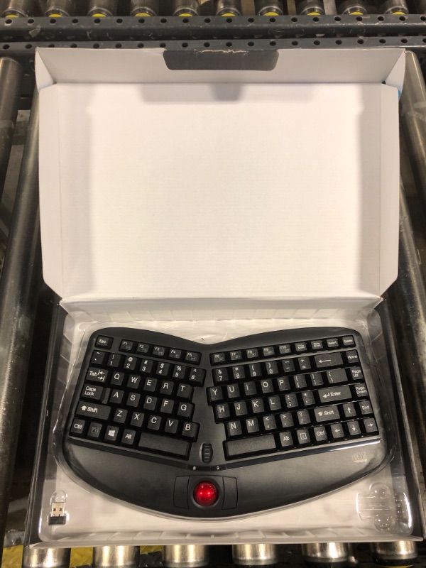 Adesso Tru-Form Media 3150 Wireless Ergo Trackball Keyboard (Black) for ...