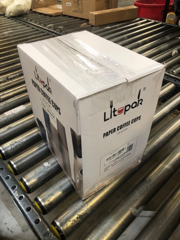 LITOPAK 100 Pack 12 oz Paper Coffee Cups, Disposable Coffee Cups with ...