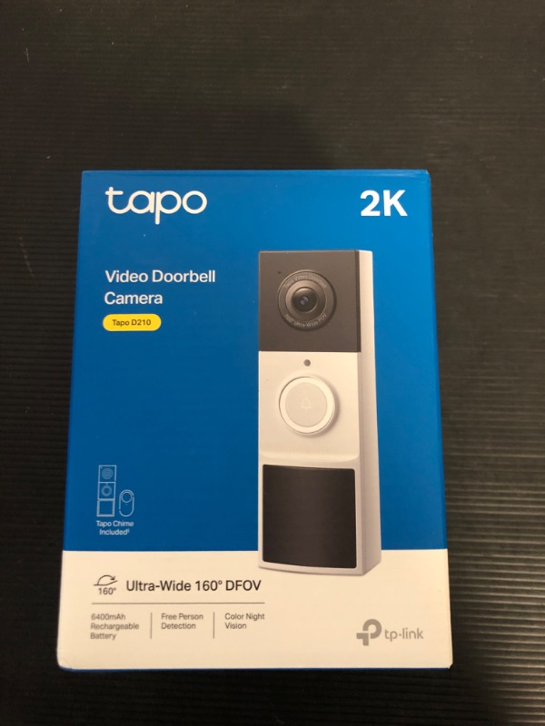 TP-Link Tapo Smart Video Doorbell Camera Wireless with Chime, 2K with Full Color Night Vison ...