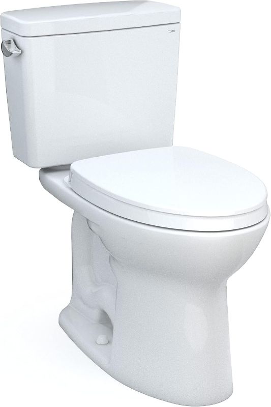TOTO Drake 1.28 GPF Two Piece Elongated Chair Height Toilet with Left ...