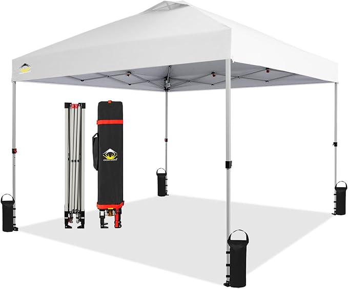 CROWN SHADES 10x10 Pop Up Canopy - Beach Tent with One Push Setup ...