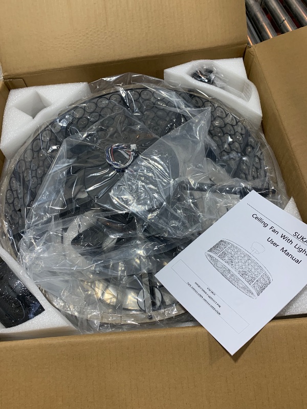 SUKACI Caged Ceiling Fan with Light: Farmhouse Flush Mount Ceiling Fans ...