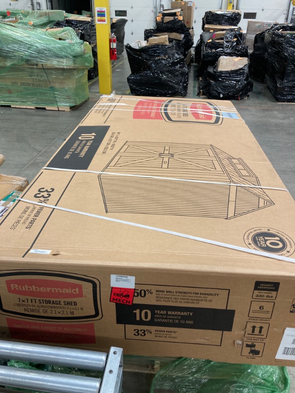 Rubbermaid Resin Outdoor Storage Shed With Floor (7 x 7 Ft), Weather Resistant, Gray ...