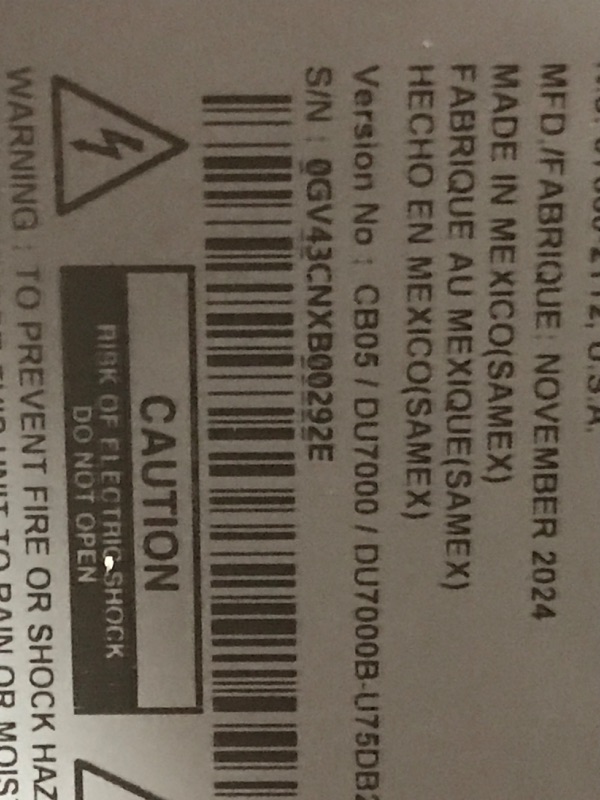 SAMSUNG 75-Inch Class Crystal UHD 4K DU7200 Series HDR Smart TV w ...