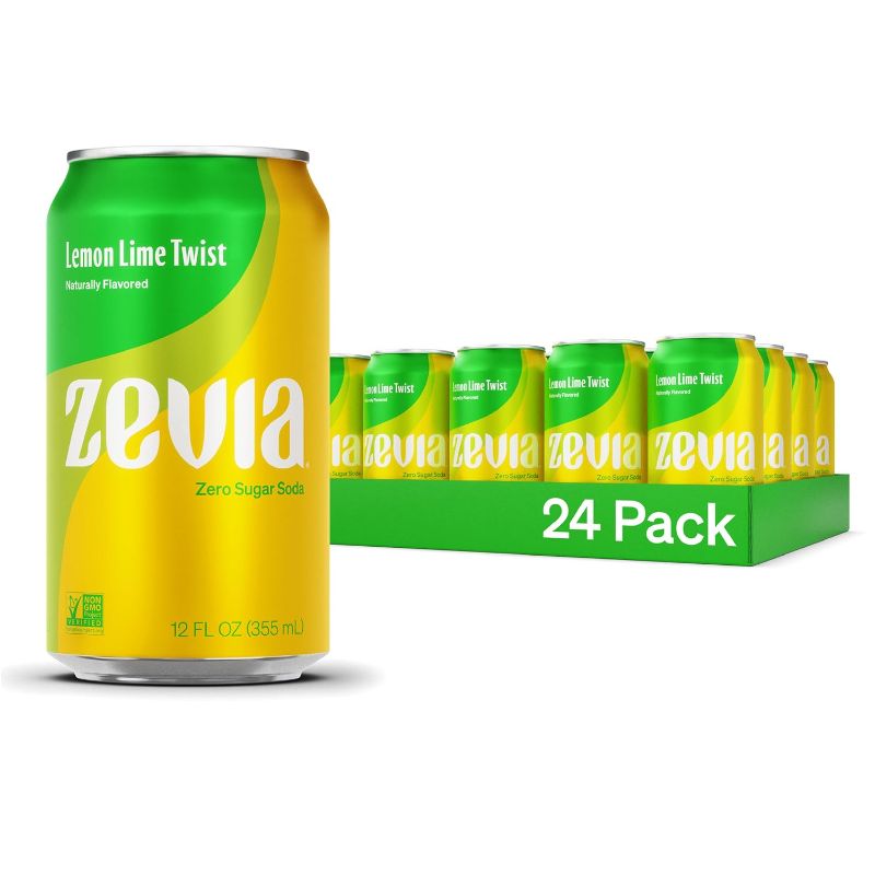 Zevia Zero Sugar Soda, Lemon Lime Twist, 12 oz Cans (24-Pack ...