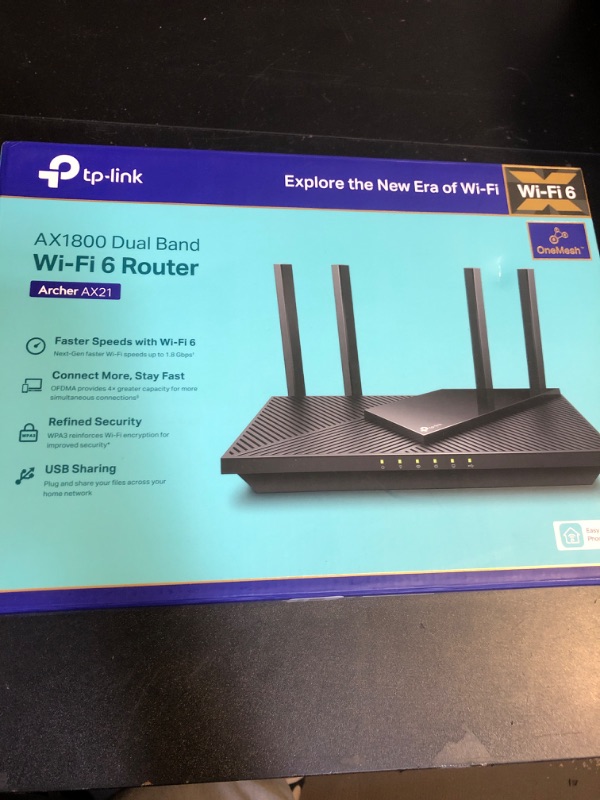 TP-Link AX1800 WiFi 6 Router V4 (Archer AX21) – Dual Band Wireless Internet Router, Gigabit ...