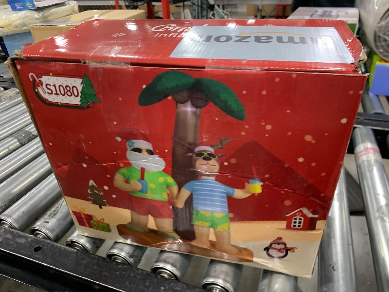 8FT Christmas in July Inflatables, Hula Santa Claus and Reindeer on ...