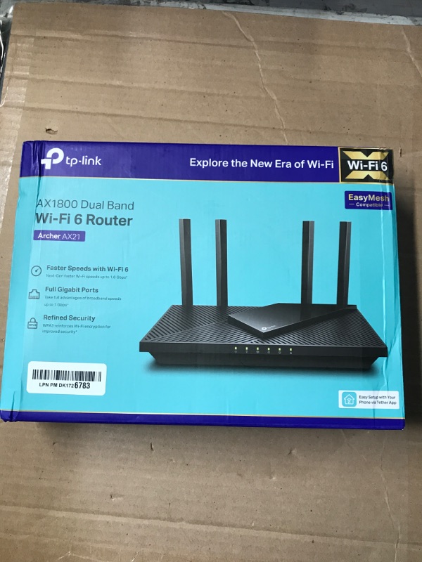 TP-Link AX1800 WiFi 6 Router V4 (Archer AX21) – Dual Band Wireless Internet Router, Gigabit ...