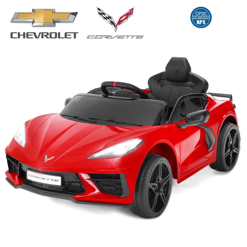 FUNTOK Licensed Chevrolet Corvette C8 12V Kids Electric Ride on Car Toy ...