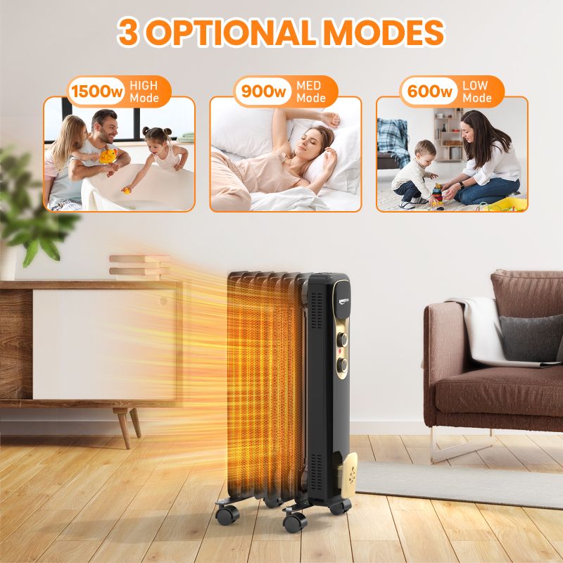 Keenstone Oil Filled Radiator Heater, 1500W Portable Electric Space ...