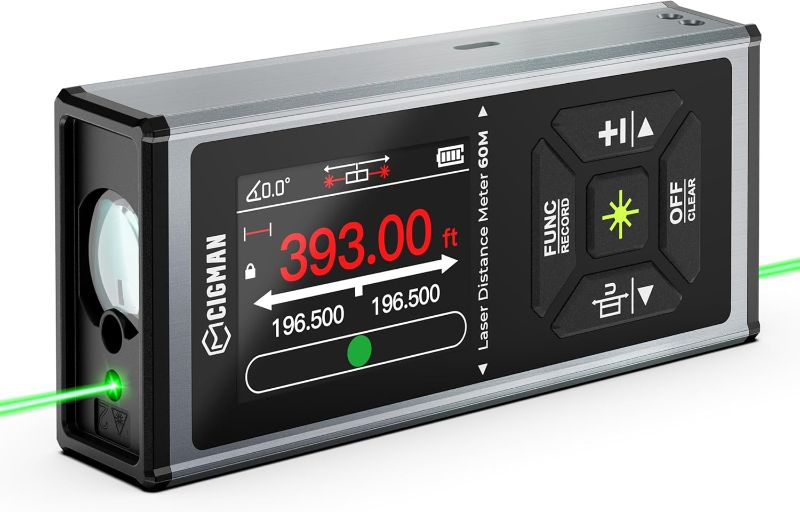 Laser Measurement Tool, CIGMAN 393ft/120M Bilateral Green Laser ...