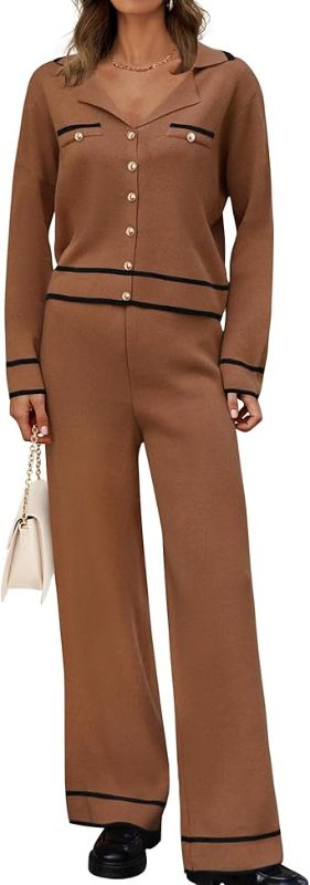 ZESICA Womens Fall Knit Two Piece Outfits Casual Long Sleeve V Neck ...