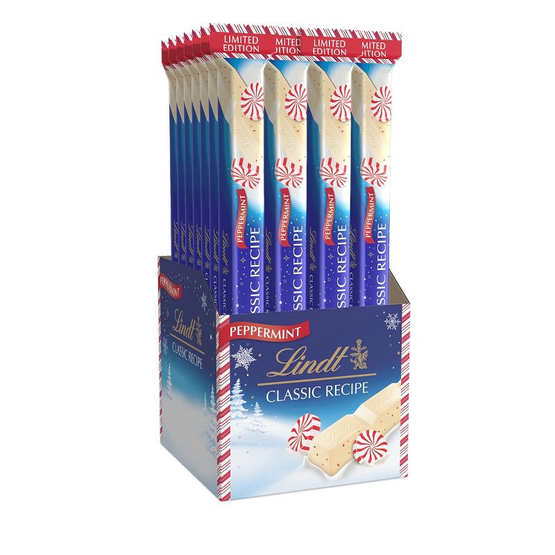 Lindt CLASSIC RECIPE Holiday White Peppermint Chocolate Candy Stick, 1.2 oz., 24 Pack Exp 07/31 ...