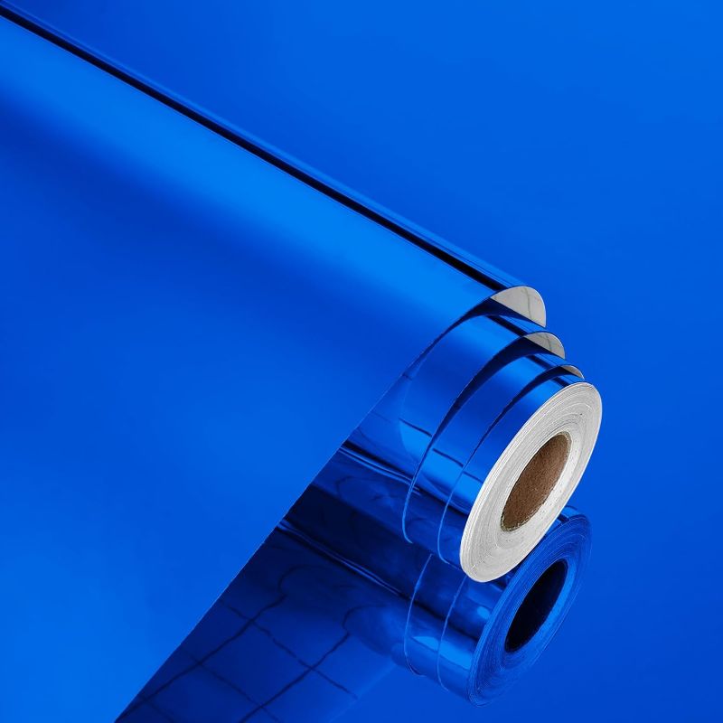 WESTICK Blue Wall Sticker Mirror Wallpaper 15.8" x 394" Mirror Sticker ...