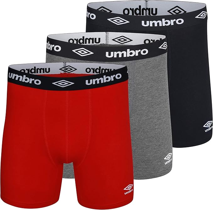 Umbro Cotton Men’s Boxer Brief, Men’s Underwear Boxer Briefs, Soft & Comfortable Waistband, Anti ...