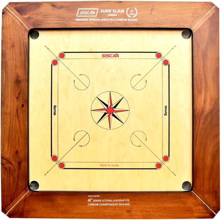 SISCAA Carrom Board Sure SLAM Indoor Board Game Approved by Carrom Federation of India ...