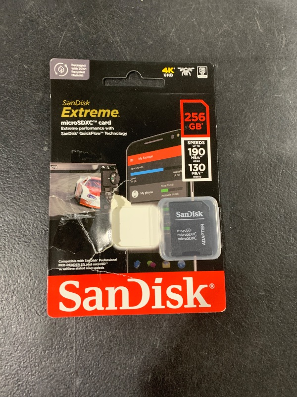 SanDisk 256GB Extreme microSDXC UHS-I Memory Card with Adapter - Up to 190MB/s, C10, U3, V30, 4K ...