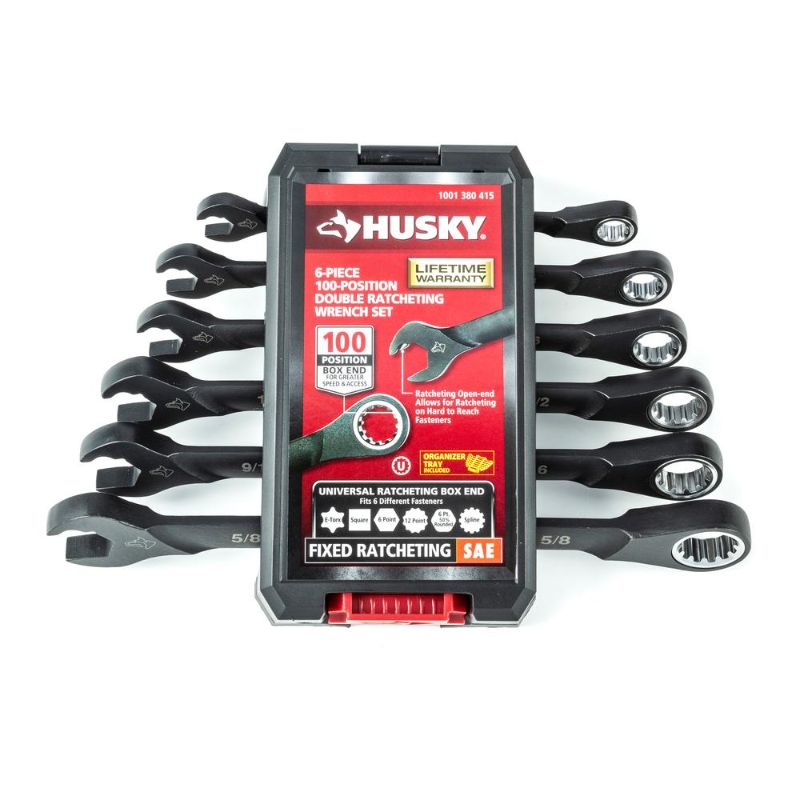 Husky 100-Position Double Ratcheting SAE Wrench Set (6-Piece ...
