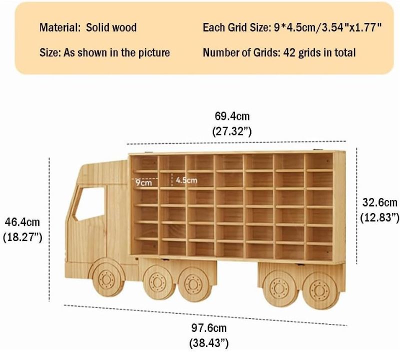 Wood Toy Car Display Rack, Holds 42 Diecast Cars Model Car Display Case ...