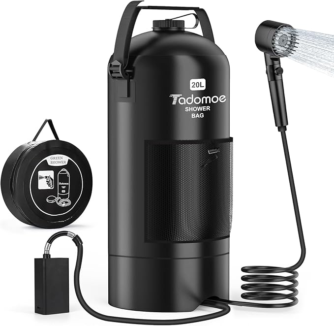 Portable Shower for Camping, 5-Gallon Shower Bag for Camping,Battery ...